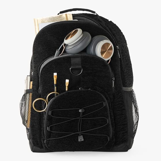 OPEN BOX: Gear-Up Solid Cozy Black Sherpa Backpack | Pottery Barn Teen