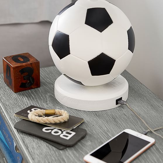 Soccer Table Lamp with USB | Pottery Barn Teen