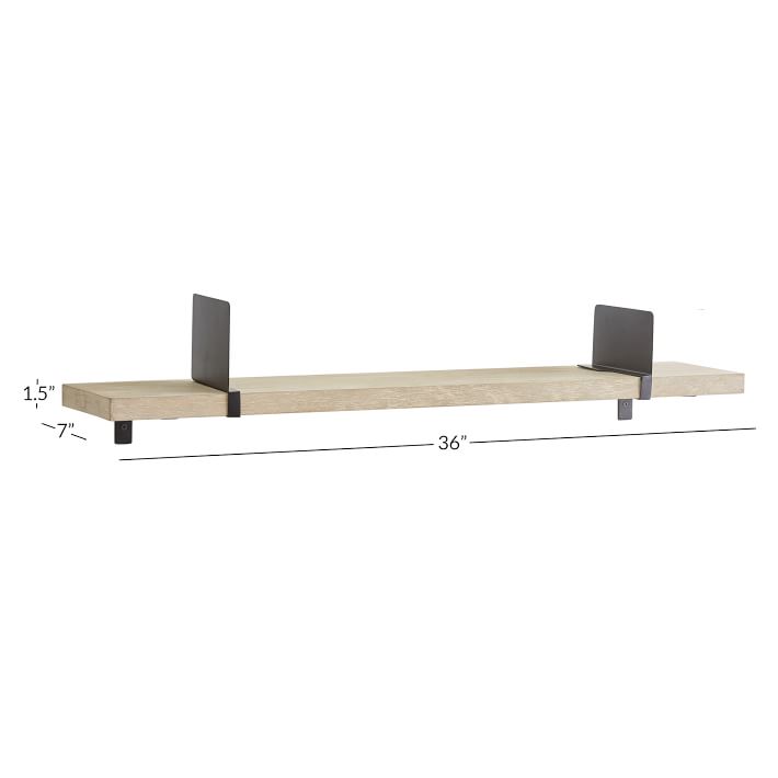 Wooden Shelf With Metal Bookend Sliders- Brushed Fog/Black | Pottery ...