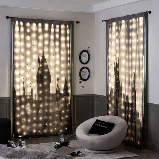 Harry Potter™ Hogwarts™ Castle Light-Up Blackout Curtains, Set of 2 | Pottery Barn Teen