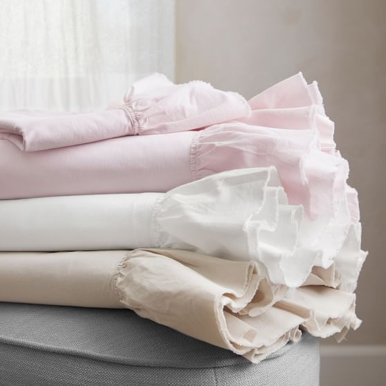 Washed Cotton Ruffle Organic Girls Sheets | Pottery Barn Teen