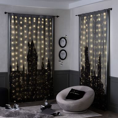 Harry Potter™ Hogwarts™ Castle Light-Up Blackout Curtains, Set of 2 | Pottery Barn Teen