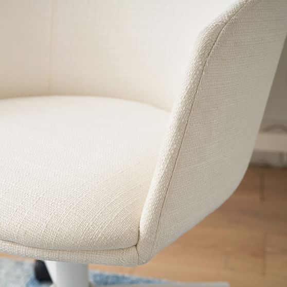 Classic Plain Weave Scoop Swivel Desk Chair - Pearl | Pottery Barn Teen