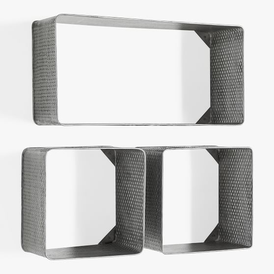 Textured Metal Cubes & Rectangular Shelf, Set Of 3 | Pottery Barn Teen