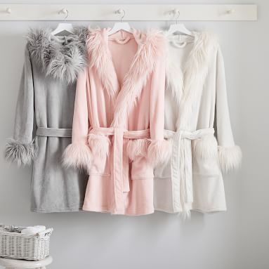 Himalayan Faux-Fur Trim Robe | Pottery Barn Teen