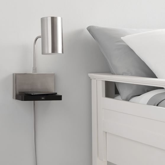Sconce With Wireless Charging Ledge And USB | Pottery Barn Teen