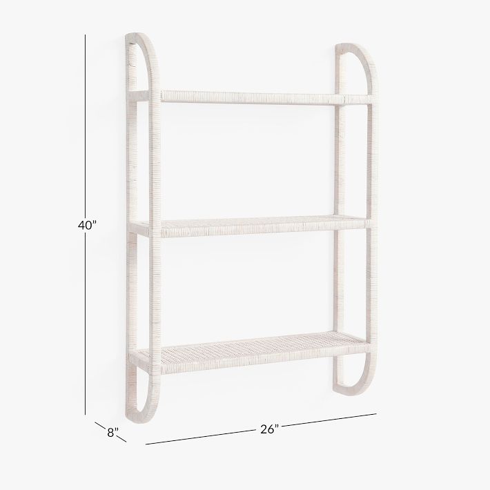 3-Tier Whitewash Coastal Rattan Bookcase | Pottery Barn Teen