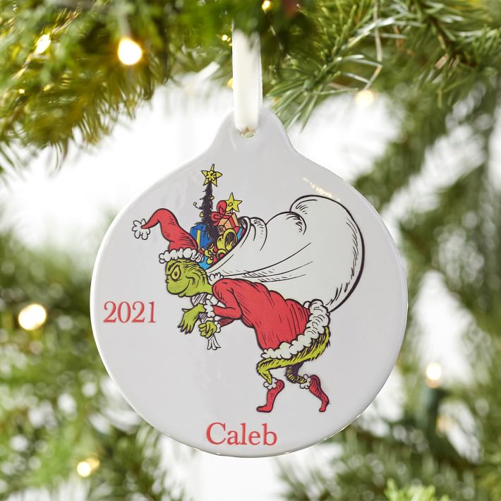 Dr. Seuss's The Grinch™ Ceramic Disc Ornament | Pottery Barn Teen