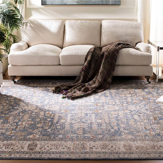 Light Blue/Ivory Concentric Frames Rug | Pottery Barn Teen
