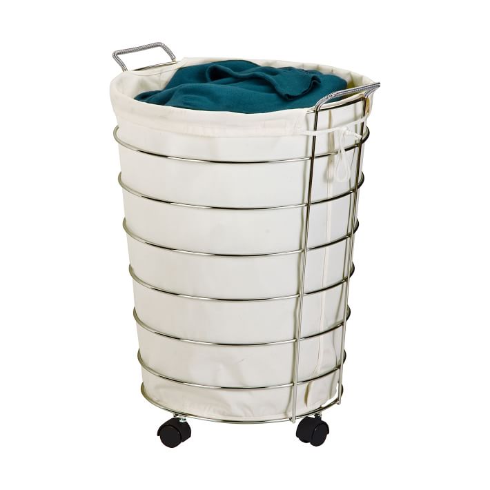 Chrome Wire Rolling Hamper | Pottery Barn Teen