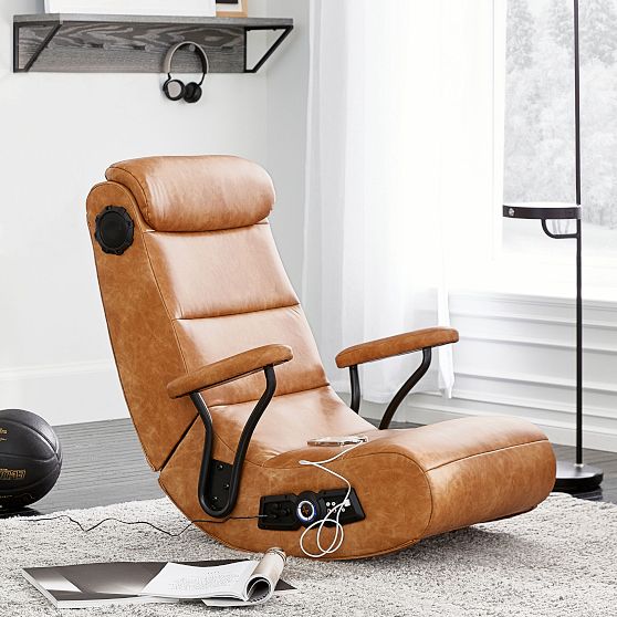 Faux Leather Caramel Got Game Chair | Pottery Barn Teen