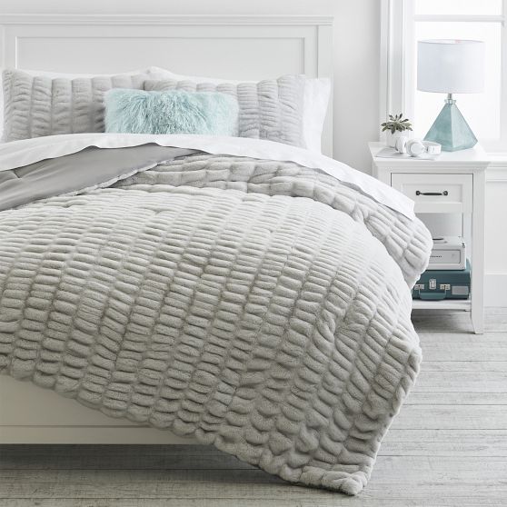 Ruched Faux-Fur Comforter | Pottery Barn Teen