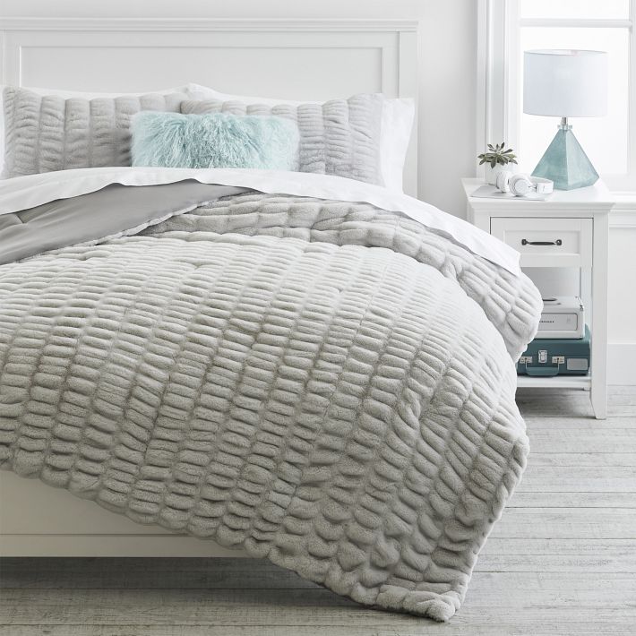 Ruched Faux-Fur Comforter | Pottery Barn Teen