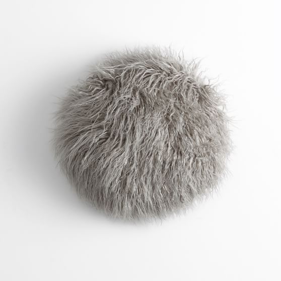 Faux Fur Mongolian Round Dorm Pillow | Pottery Barn Teen