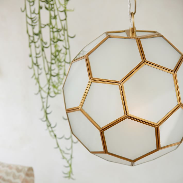 Frosted Glass Geo Bedroom Pendant Light | Pottery Barn Teen