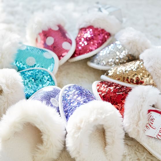 Sparkle Sequin Teen Slippers - Silver | Pottery Barn Teen