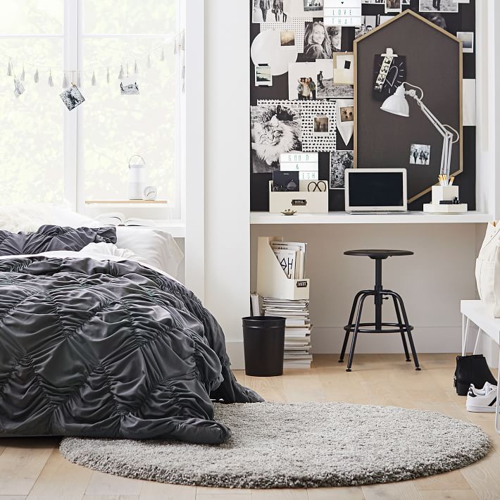 Gray Performance Round Luxe Shag Rug | Teen Rug | Pottery Barn Teen