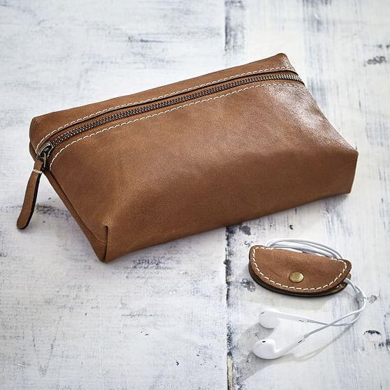 Classic Leather Tech Pouch & Ear Bud Holder | Tech Accessory | Pottery ...
