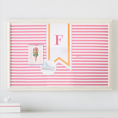 Framed Complete Pinboard, Pink Stripe | Wall Organizers | Pottery Barn Teen