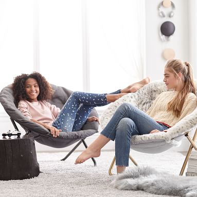 Tweed Charcoal Hang-A-Round Chair | Pottery Barn Teen