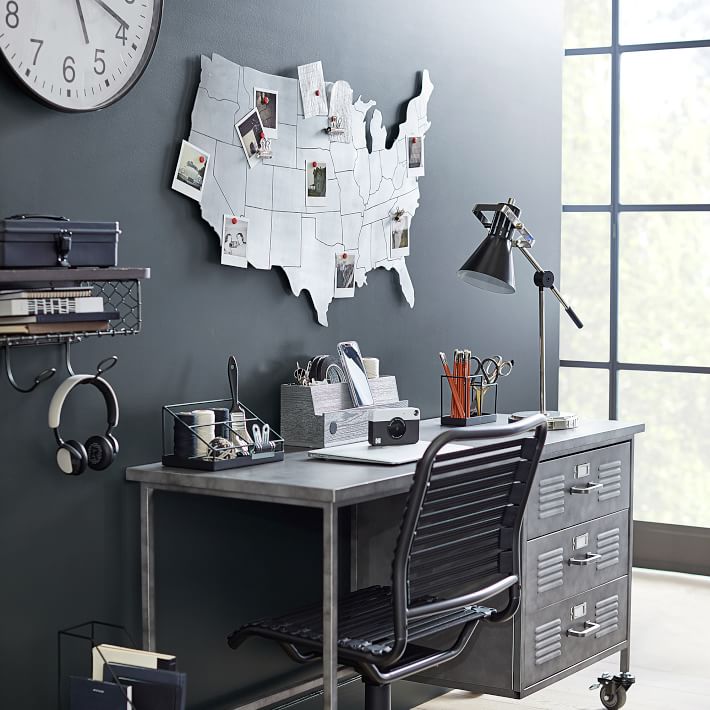 Galvanized Magnetic US Map | Wall Organizers | Pottery Barn Teen