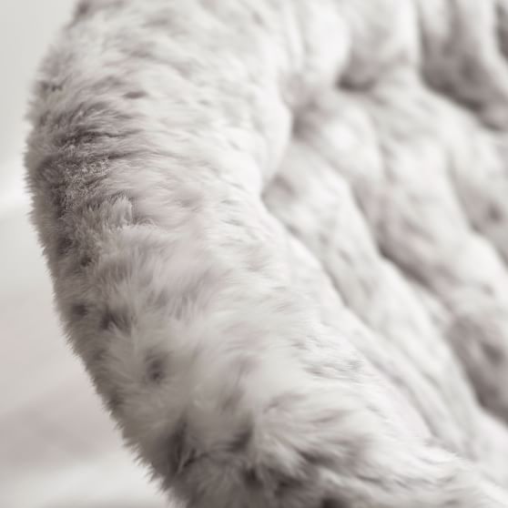 Gray Leopard Faux-Fur Round Chair | Pottery Barn Teen