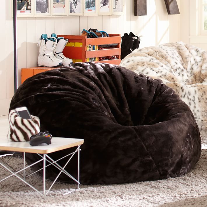 Coffee Luxe Faux Fur Bean Bag Chair | Pottery Barn Teen