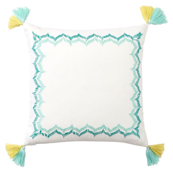 Embroidered Border Monogram Pillow Covers | Pottery Barn Teen