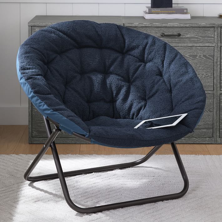 Chunky Boucle Navy Hang A Round Chair | Pottery Barn Teen
