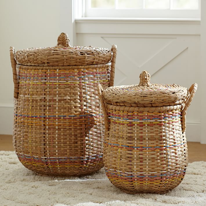 Woven Multi-Colored Baskets - Sale | Pottery Barn Teen