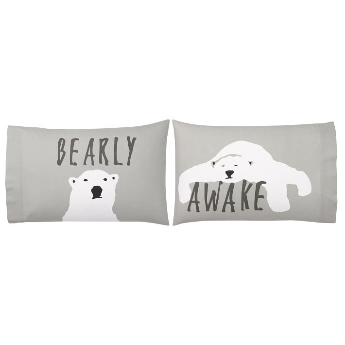 Novelty Bearly Awake Pillowcases | Pottery Barn Teen