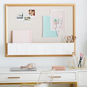 Pinboard with Dry Erase Calendar Cubby | Wall Organizers | Pottery Barn ...