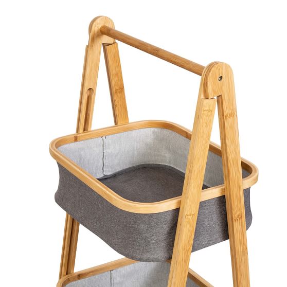 Open Box: Bamboo & Canvas 2-Tier Collapsible Shelves | Pottery Barn Teen