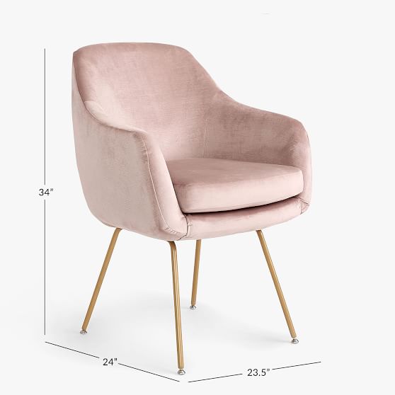 Lustre Velvet Dusty Blush Baylor Stationary Desk Chair | Pottery Barn Teen