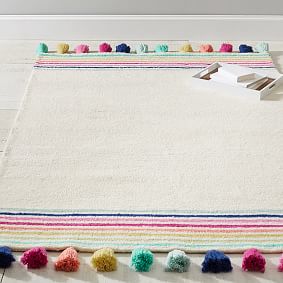 Rainbow Border Wool Rug | Pottery Barn Teen