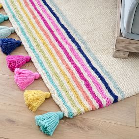 Rainbow Border Wool Rug | Pottery Barn Teen