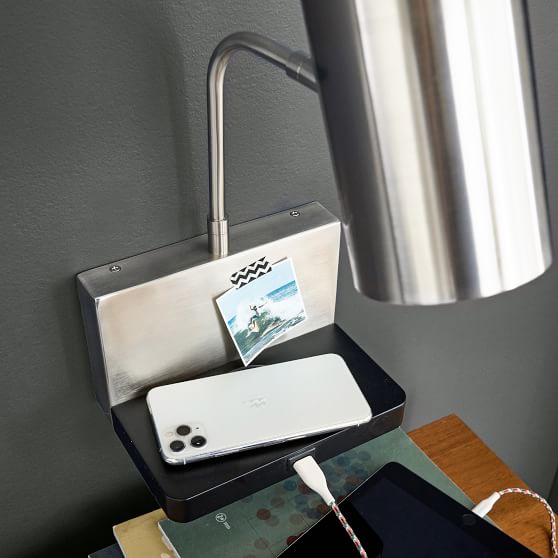 Sconce With Wireless Charging Ledge And USB | Pottery Barn Teen