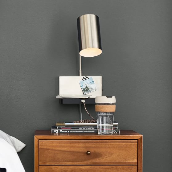 Sconce With Wireless Charging Ledge And USB | Pottery Barn Teen