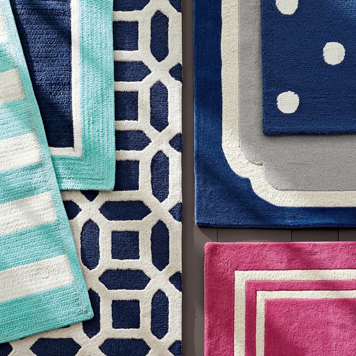 Color Pop Border Rug, Royal Navy | Teen Rug | Pottery Barn Teen