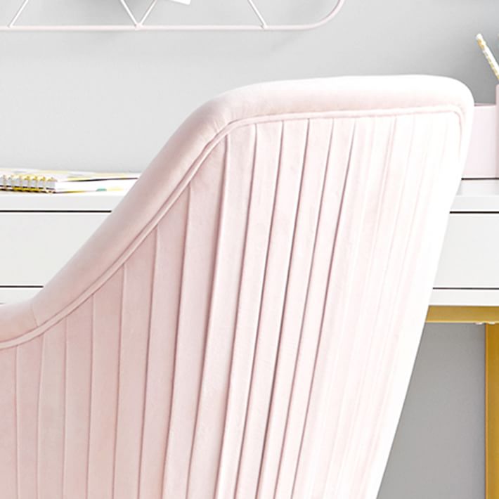 Performance Everyday Velvet Pleated Swivel Desk Chair - Rose | Pottery ...