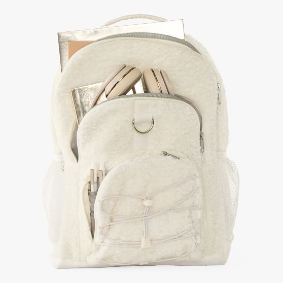 Open Box: Gear-Up Cream Solid Cozy Sherpa Backpack | Pottery Barn Teen