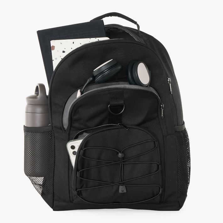 Solid Black Backpack and Solid Black Slim Water Bottle Bundle | Pottery ...
