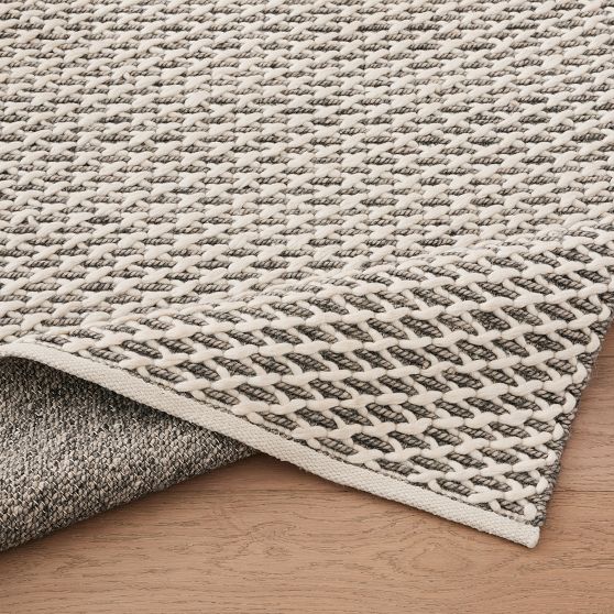 Cross Stitch Woven Rug - Charcoal/Ivory | Pottery Barn Teen