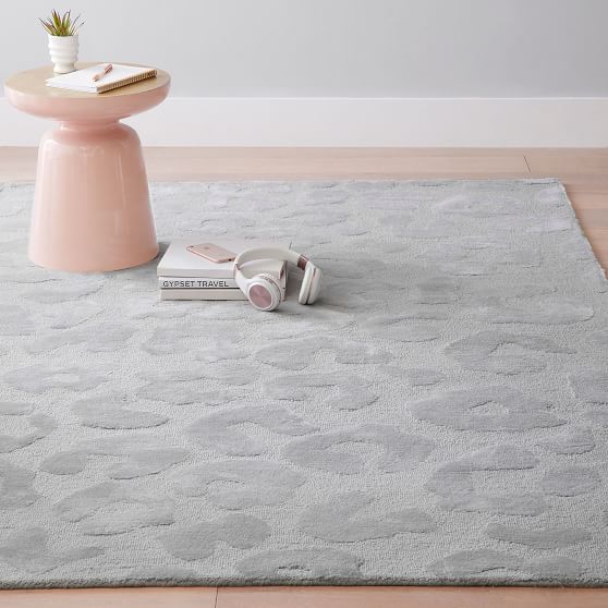 Leopard Performance Rug - Blue | Pottery Barn Teen