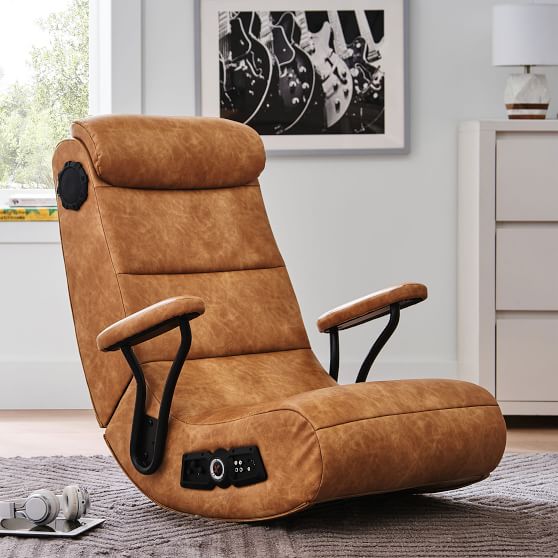 Faux Leather Caramel Got Game Chair | Pottery Barn Teen
