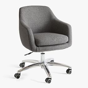 Tweed Baylor Swivel Desk Chair - Charcoal | Pottery Barn Teen