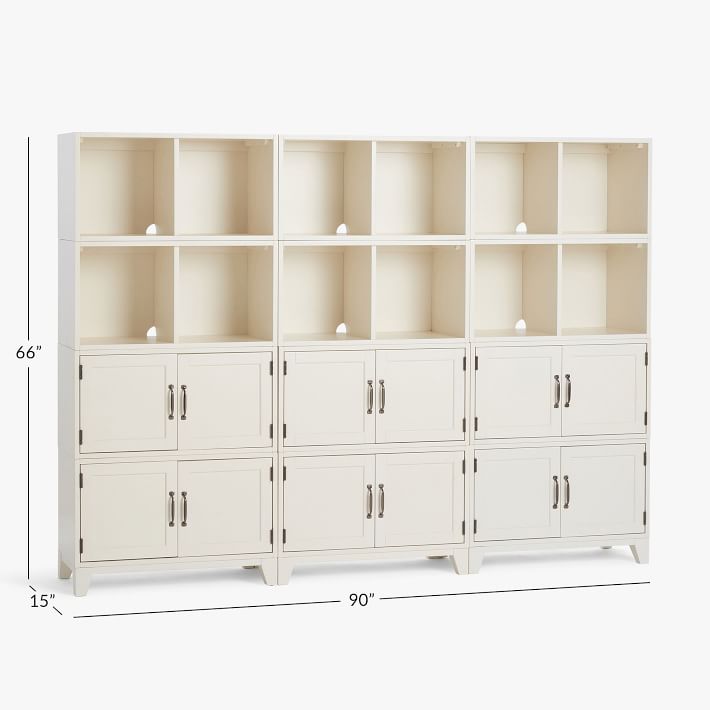 Hampton Triple 2-Shelf Cabinet Storage Tall Bookcase | Pottery Barn Teen
