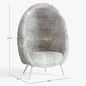Gray Leopard Faux-Fur Cave Chair | Lounge Chair | Pottery Barn Teen