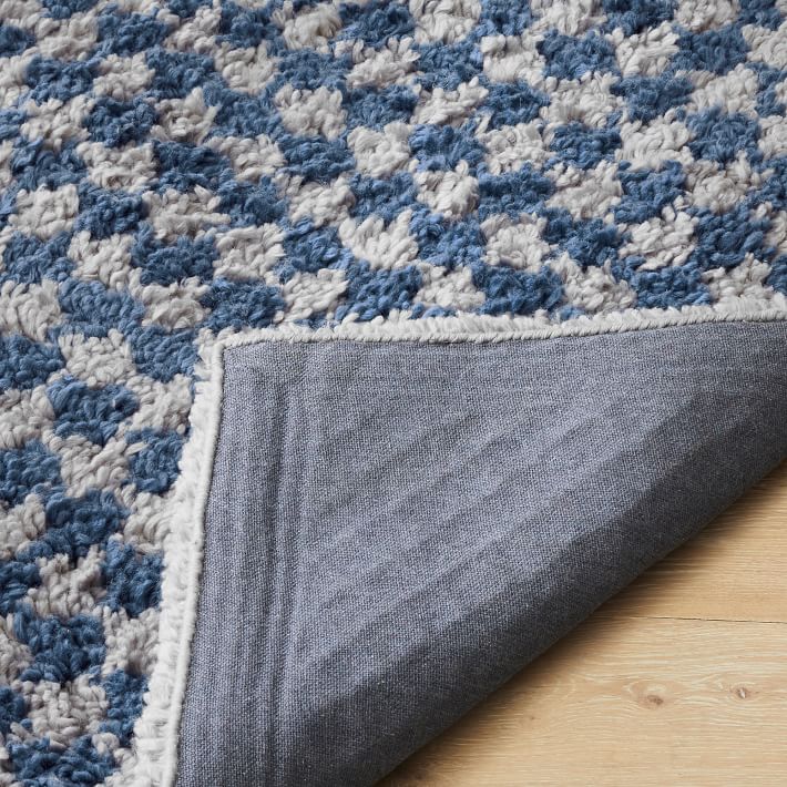 Checkered Wool Rug - Faded Navy | Pottery Barn Teen