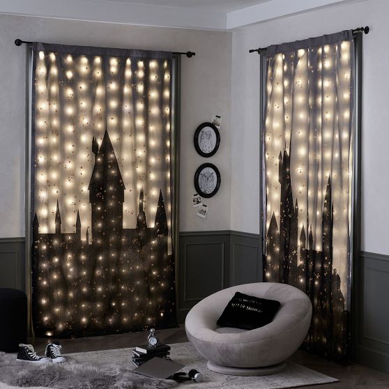 Harry Potter™ Hogwarts™ Castle Light-Up Blackout Curtains, Set of 2 | Pottery Barn Teen